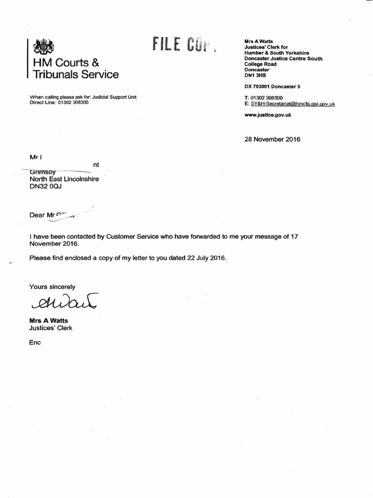 HM Courts Service Correspondence | PDF