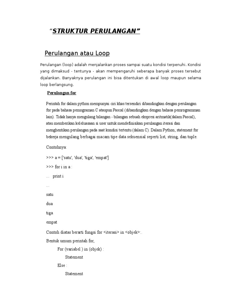 Struktur Perulangan Python | PDF
