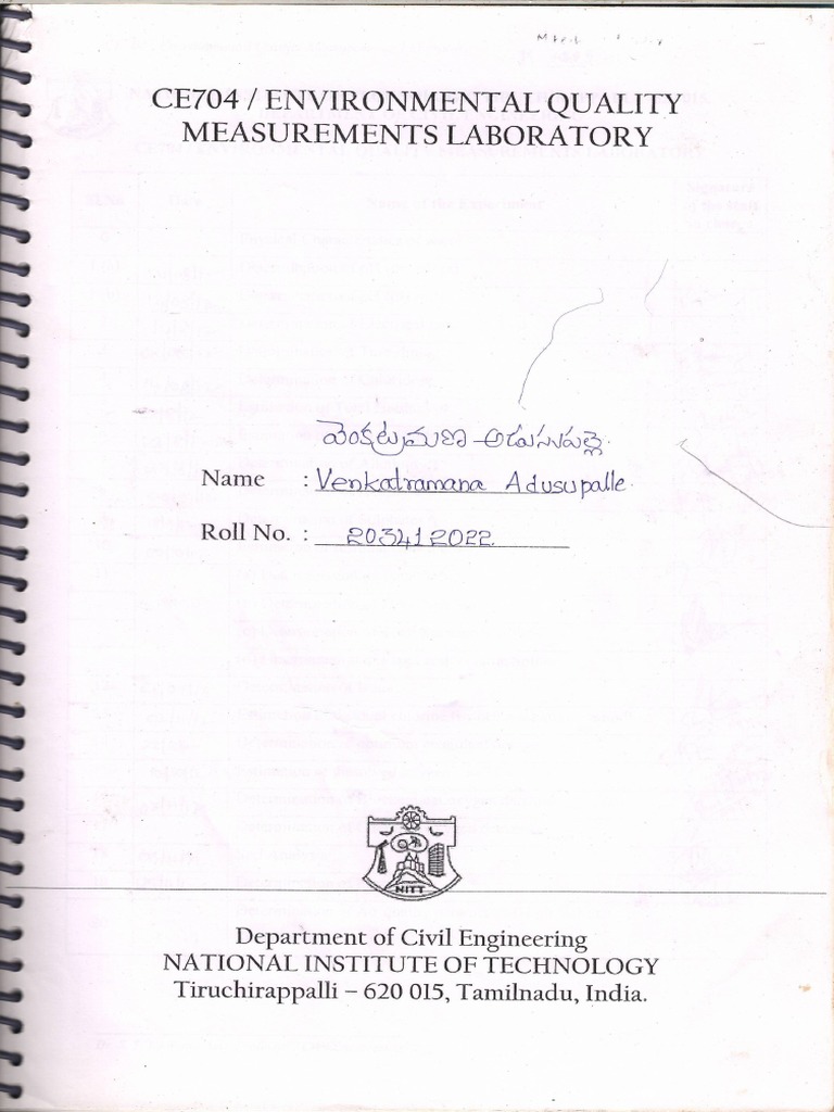 Environmental Engineering Lab Manual For Civil Engineering Stream | PDF