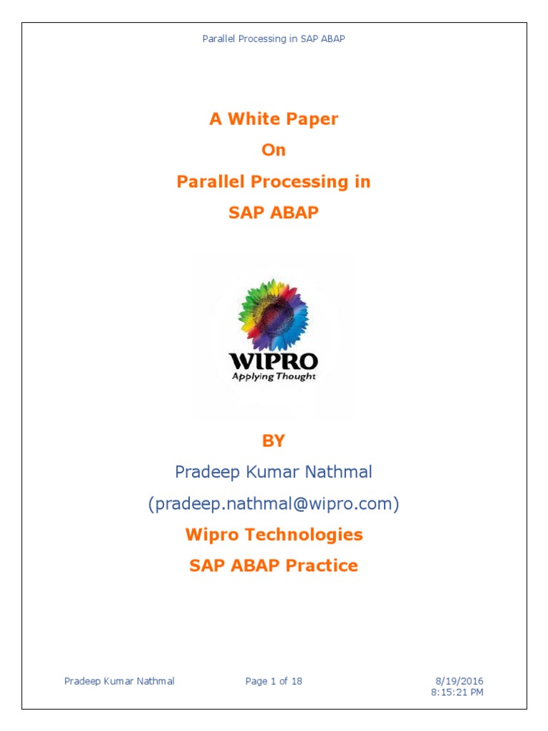 White Paper On Parallel Processing in SAP ABAP | PDF | Parameter (Computer Programming ...
