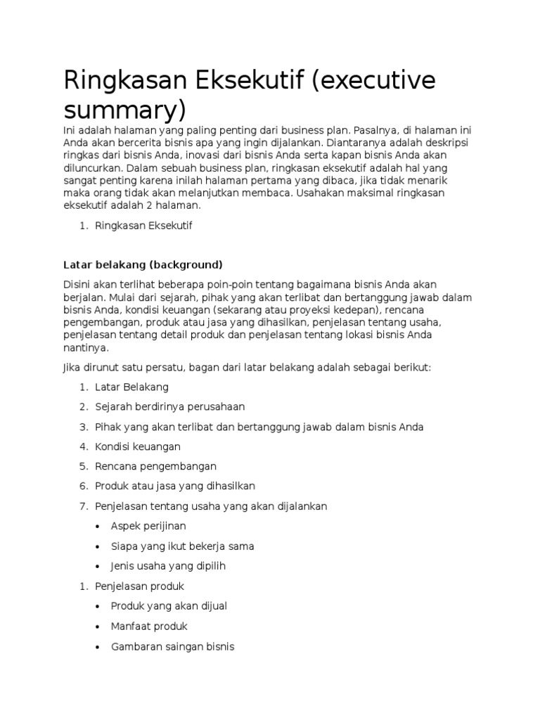 Contoh Ringkasan Eksekutif Bisnis Plan - Homecare24 Contoh Ringkasan Eksekutif Bisnis Plan - Homecare24
