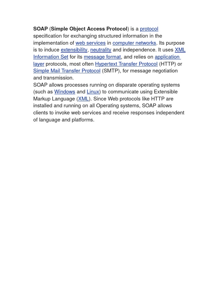 SOAP (Simple Object Access Protocol) Is A | PDF | Business | Computers