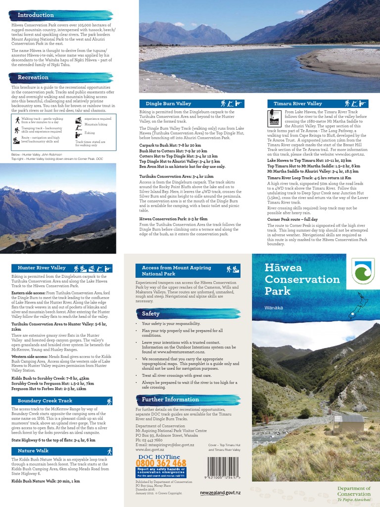 Hawea Conservation Park Brochure | PDF | Trail | Outdoor Recreation