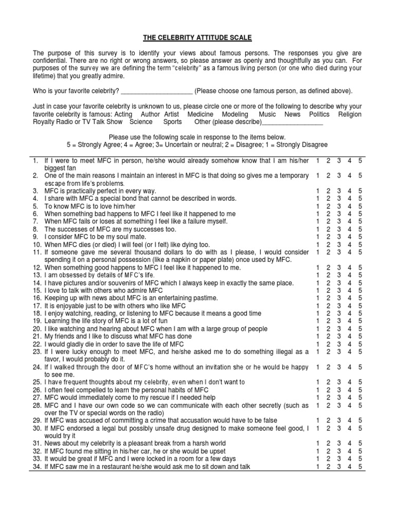 Celebrity Attitude Scale | PDF | Celebrity