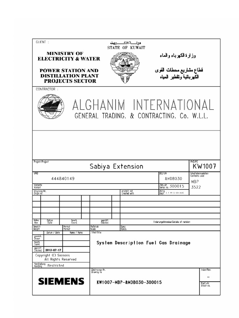 System Description Fuel Gas Draining PDF | PDF | Valve | Propane