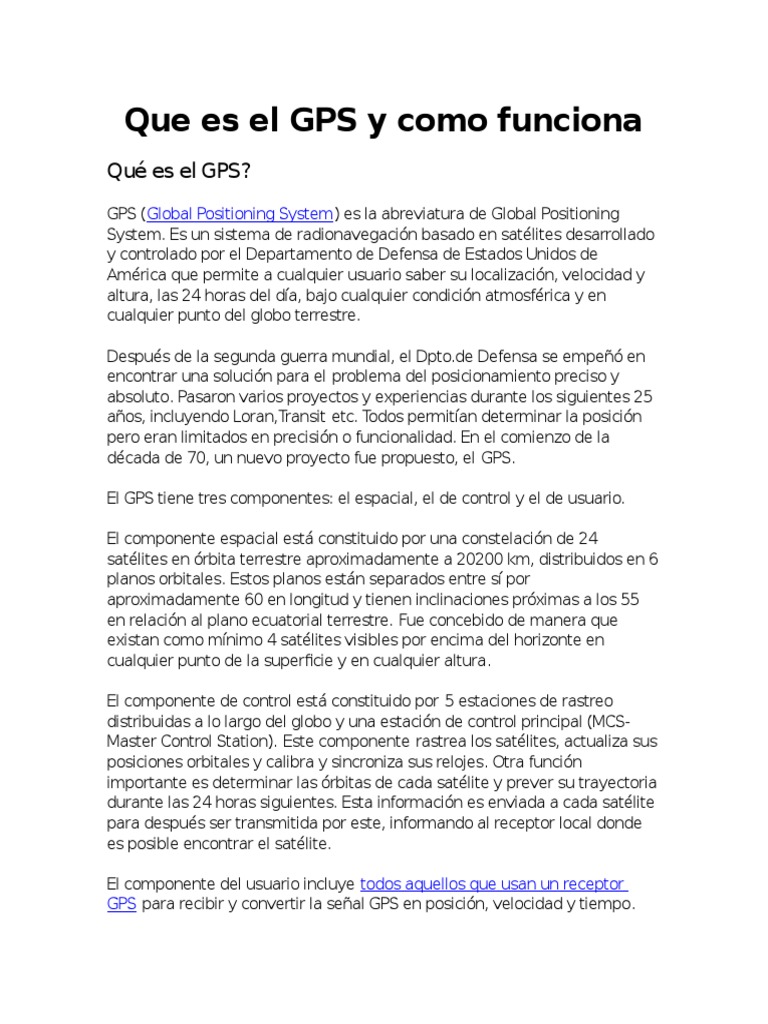 Que Es El GPS y Como Funciona | PDF