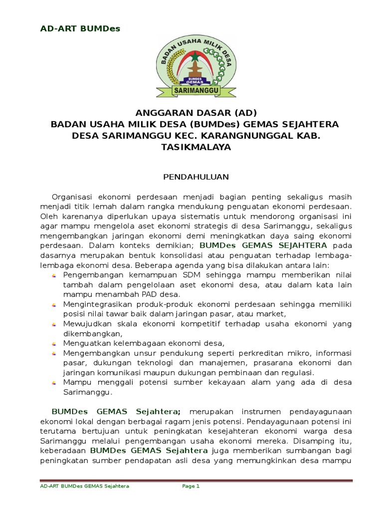 Ad - Art Bumdes GEMAS | PDF