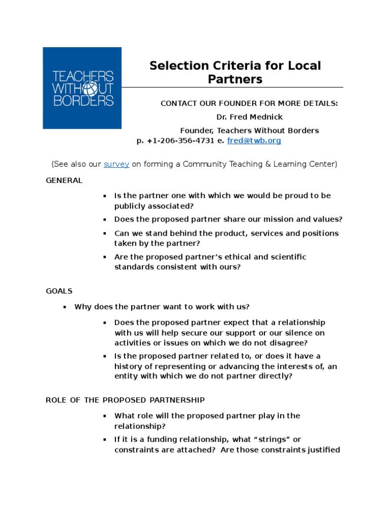 Partnership Criteria Survey CTLCs | PDF | Internet Service Provider ...