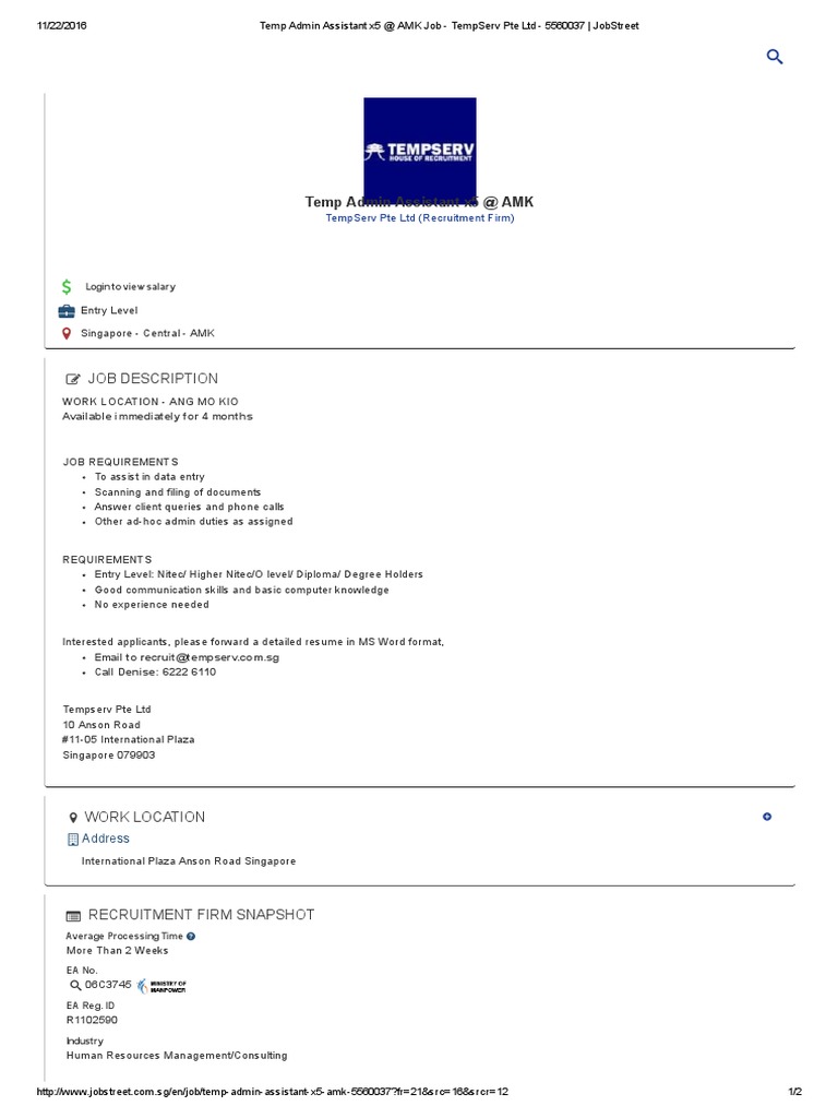 Temp Admin Assistant | PDF