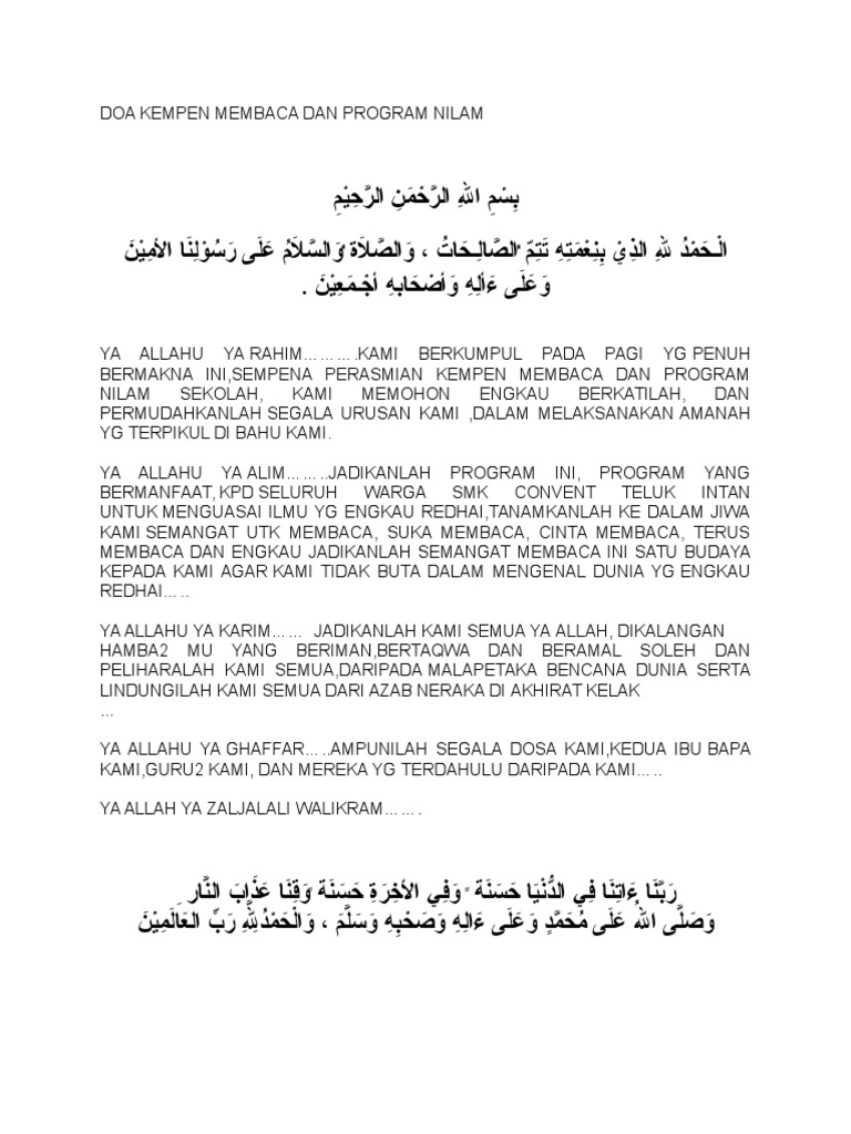 Doa Program Nilam | PDF | Social Science