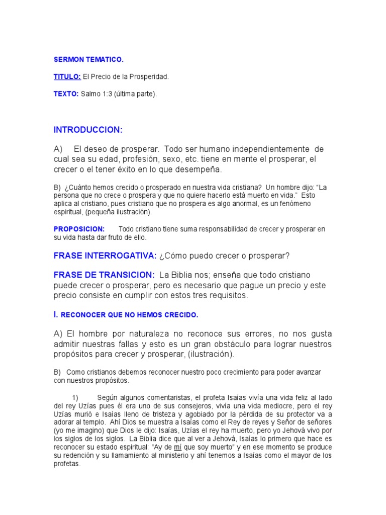 Sermon Tematico | PDF | Salmos | Isaias