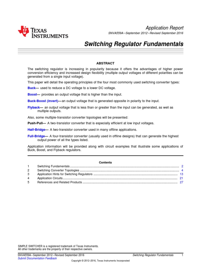 Switching Regulator Fundamentals: Application Report | PDF