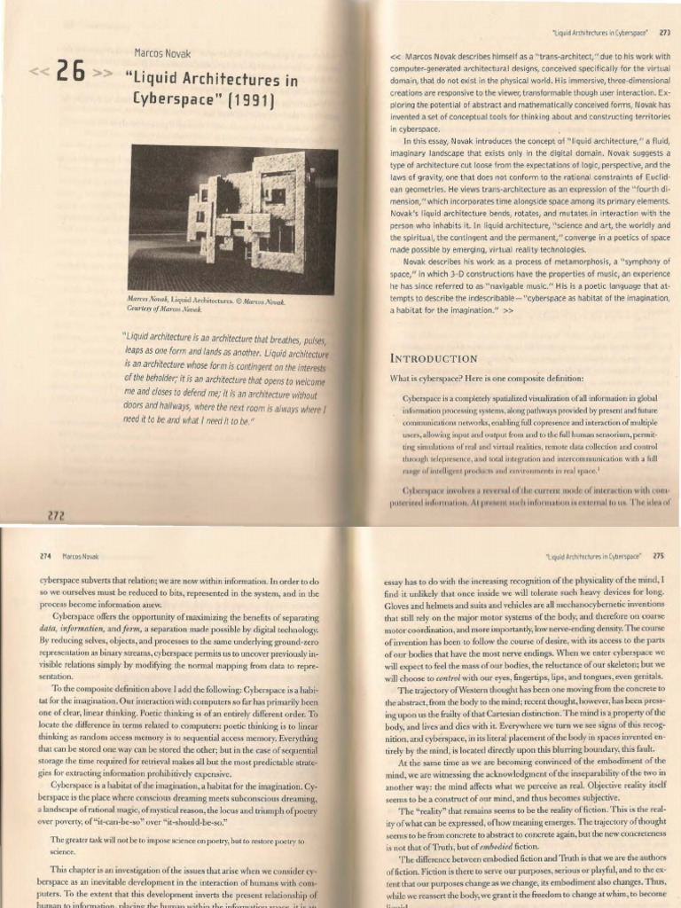 Liquid Architectures in Cyberspace Marcos Novak - 1991 | PDF ...