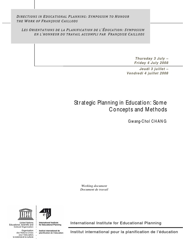 Strategic Planning in Education, Some Concepts and Methods | PDF ...