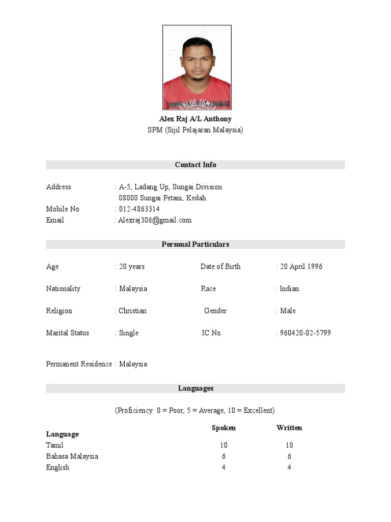 Alex Raj A/L Anthony | PDF