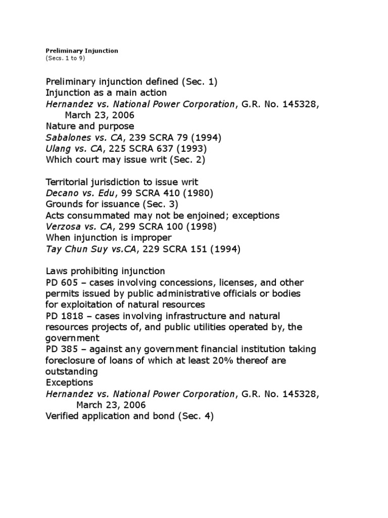 (Secs. 1 To 9) : Preliminary Injunction | PDF | Politics | Social Science