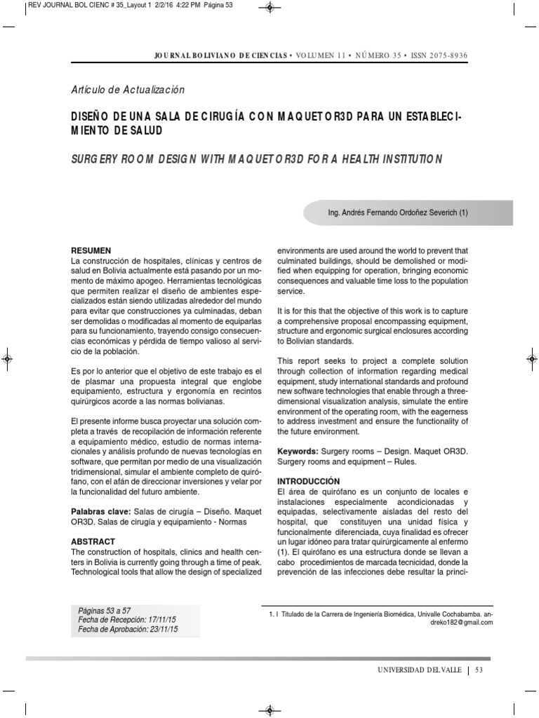 Arquitectura Del Quirofano Art2 | PDF | Diseño | Hospital