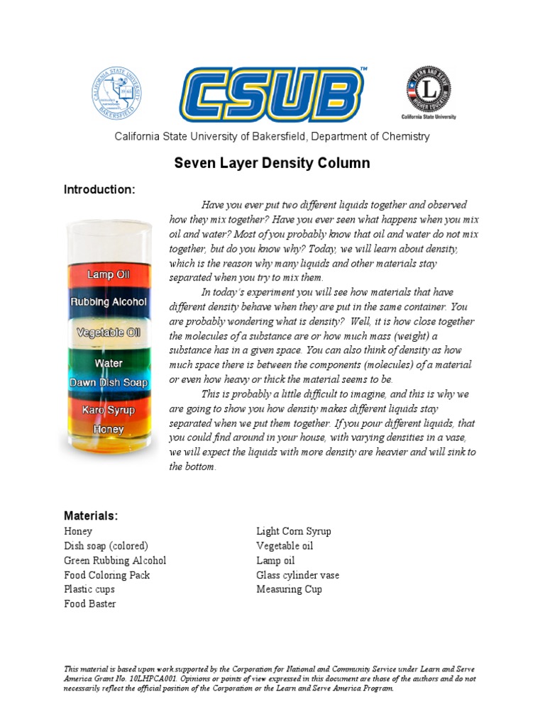 Density Column | Download Free PDF | Density | Liquids