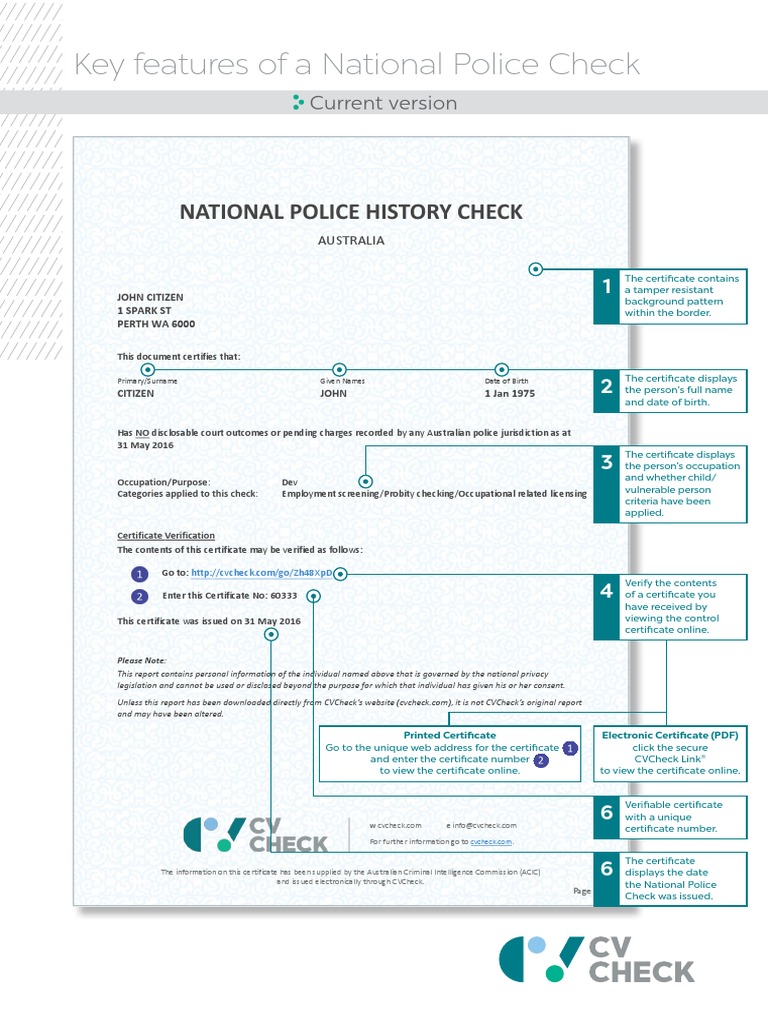 National Police Check Overview Australia | PDF | Public Key Certificate ...