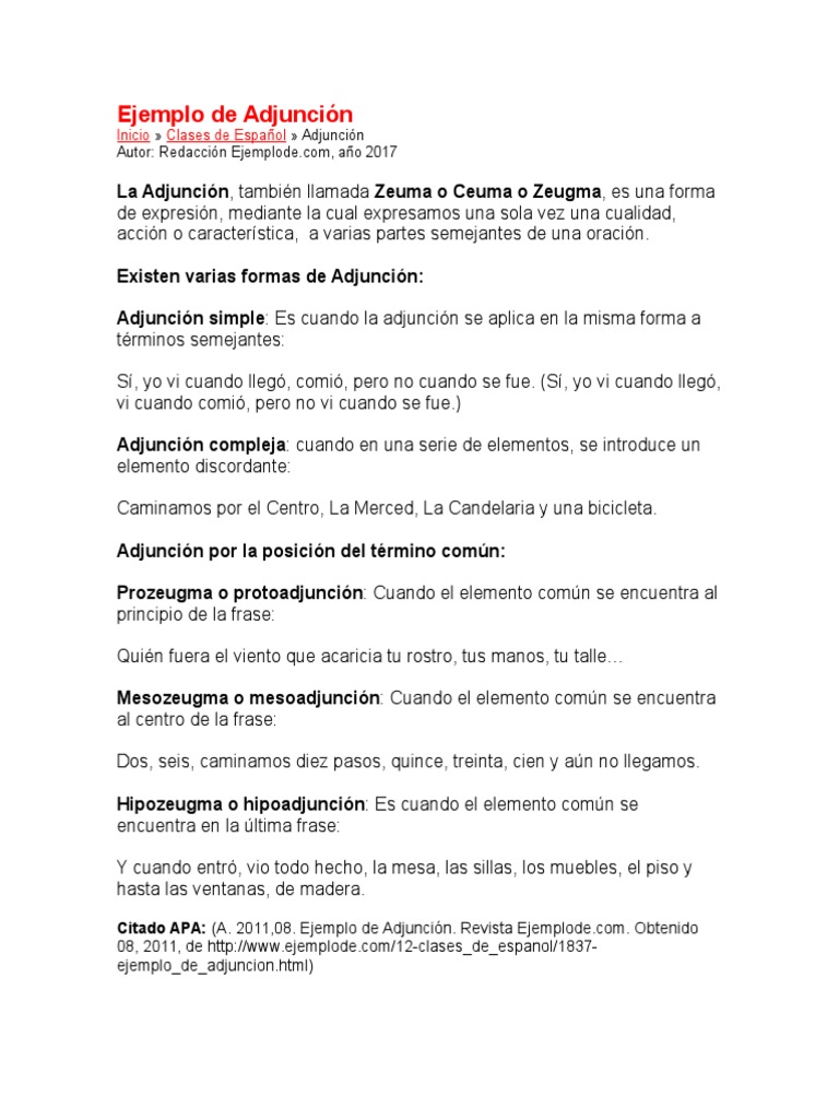 Ejemplo de Adjunción | PDF | Estudios de idiomas extranjeros