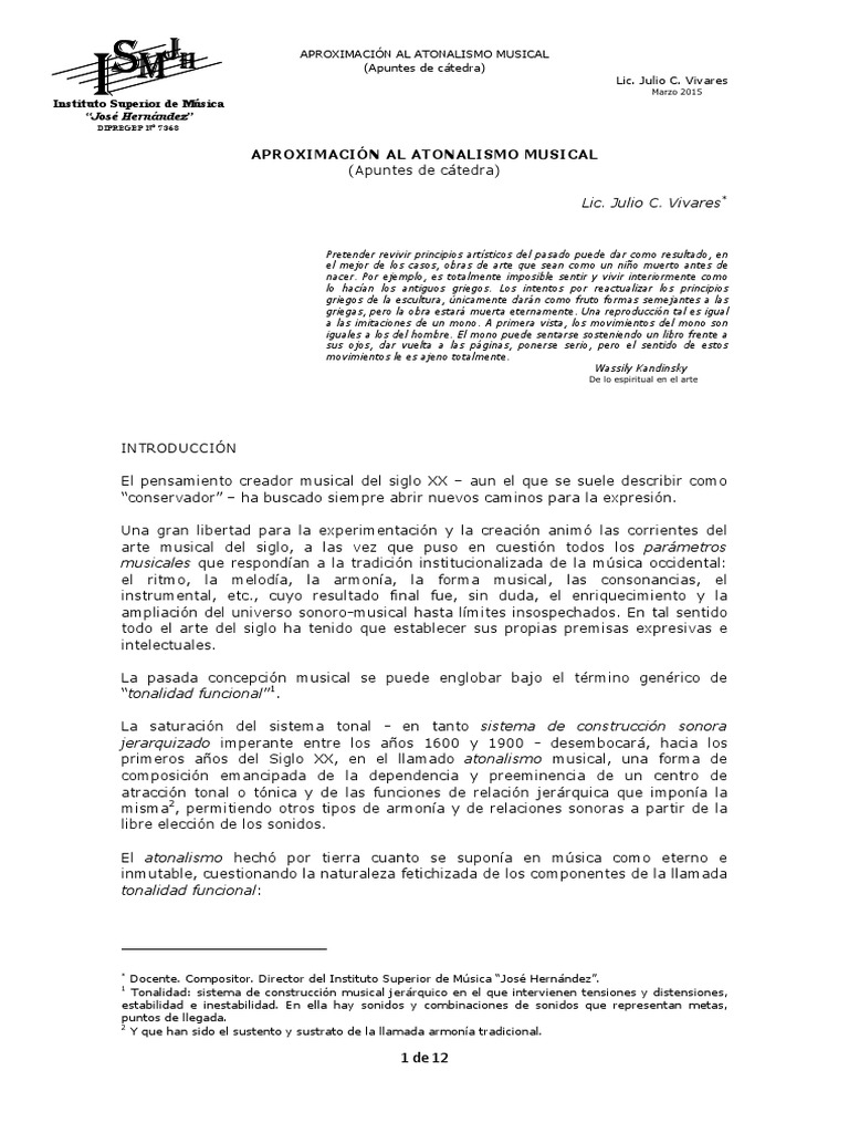 Introducción al Atonalismo Musical | PDF | Acorde (Música) | Armonía