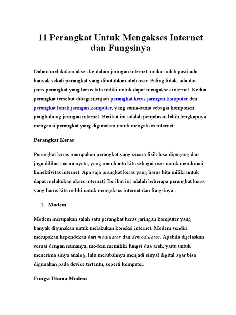 11 Perangkat Untuk Mengakses Internet Dan Fungsinya | PDF