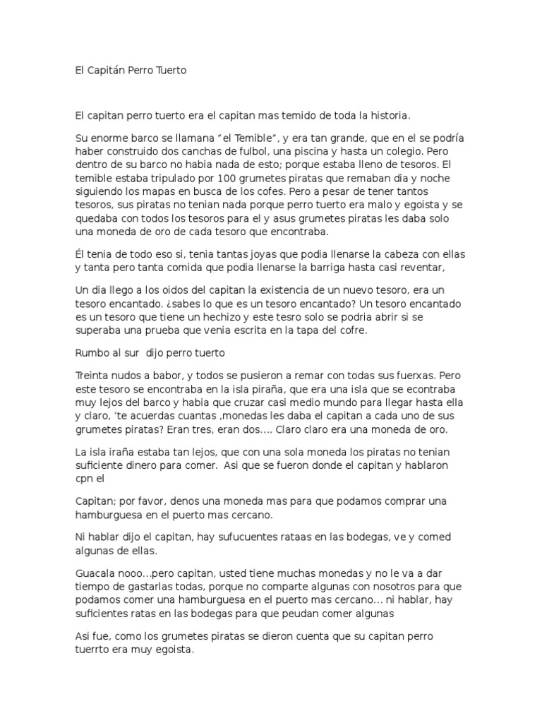 El Capitán Perro Tuerto y el Tesoro Compartido | PDF | Piratería | Barcos