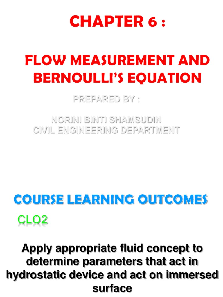 Fluid Flow Measurement and Bernoulli's Equation | PDF | Flow ...