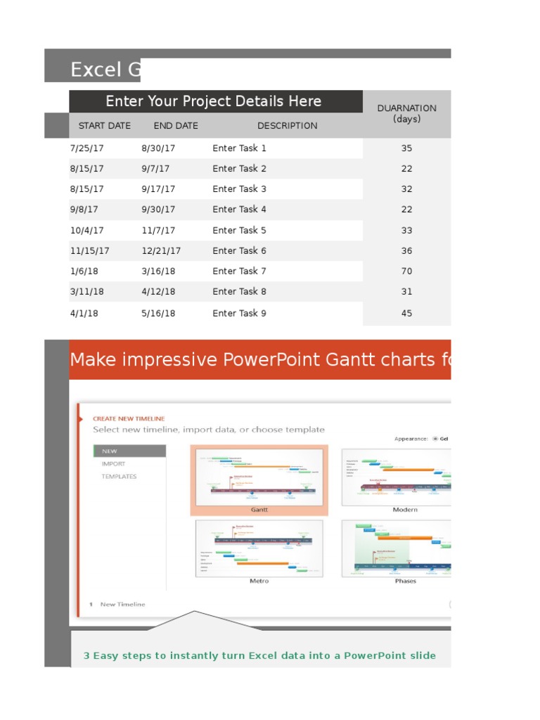 Excel Gantt Chart Template: Make Impressive Powerpoint Gantt Charts For ... Excel Gantt Chart Template: Make Impressive Powerpoint Gantt Charts For ...