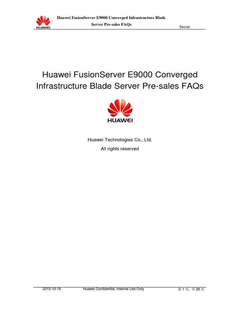 Huawei FusionServer E9000 Converged Infrastructure Blade Server Pre-Sales FAQs | PDF | Network ...