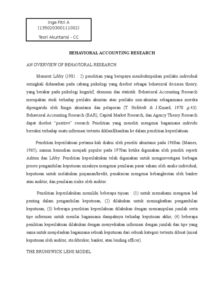 Behavioral Accounting Research | PDF