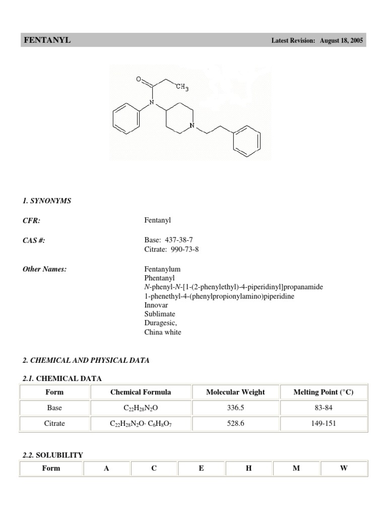 Monograph - Fentanyl SWGDRUG | PDF | Gas Chromatography | Chemistry