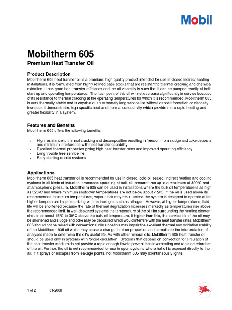 Mobiltherm 605 | PDF | Heat Transfer | Petroleum