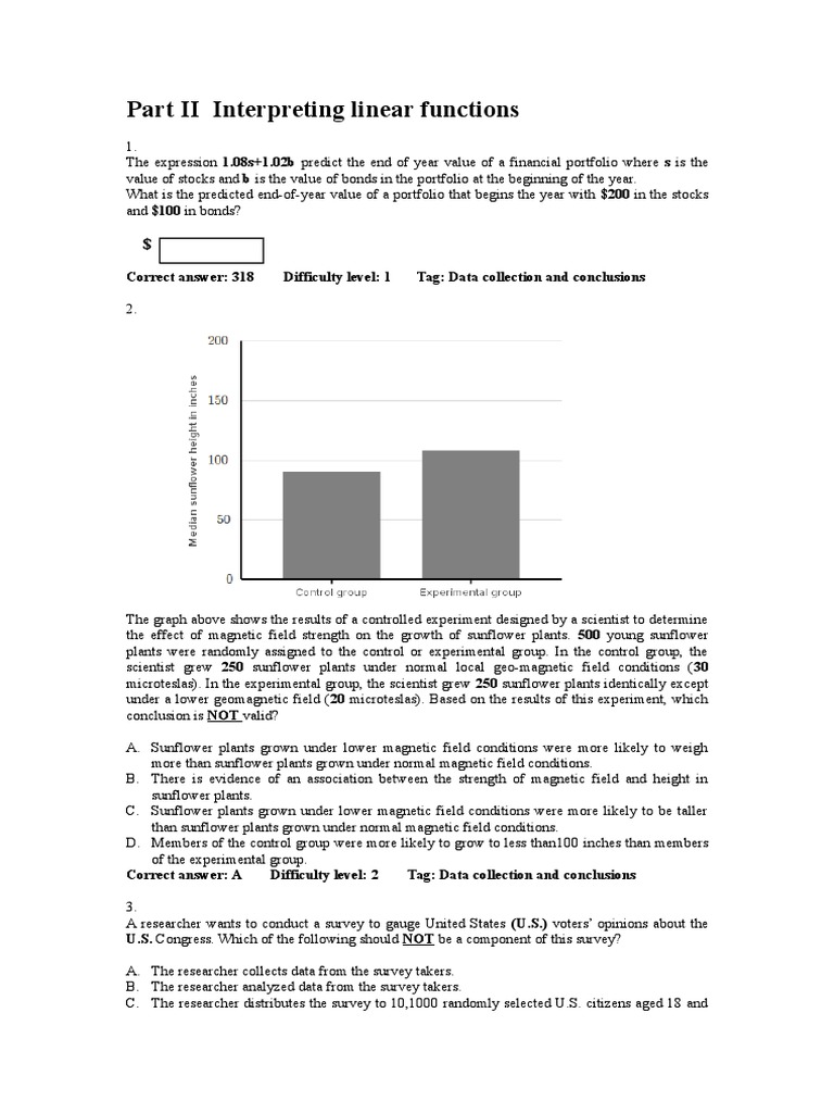 Interpreting Linear Functions | PDF | Scientific Control | Experiment