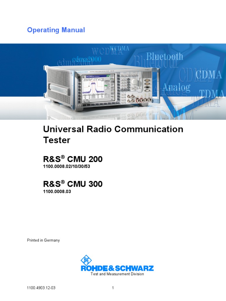 Manual Operating CMU200 Base PDF | PDF | Battery (Electricity ...
