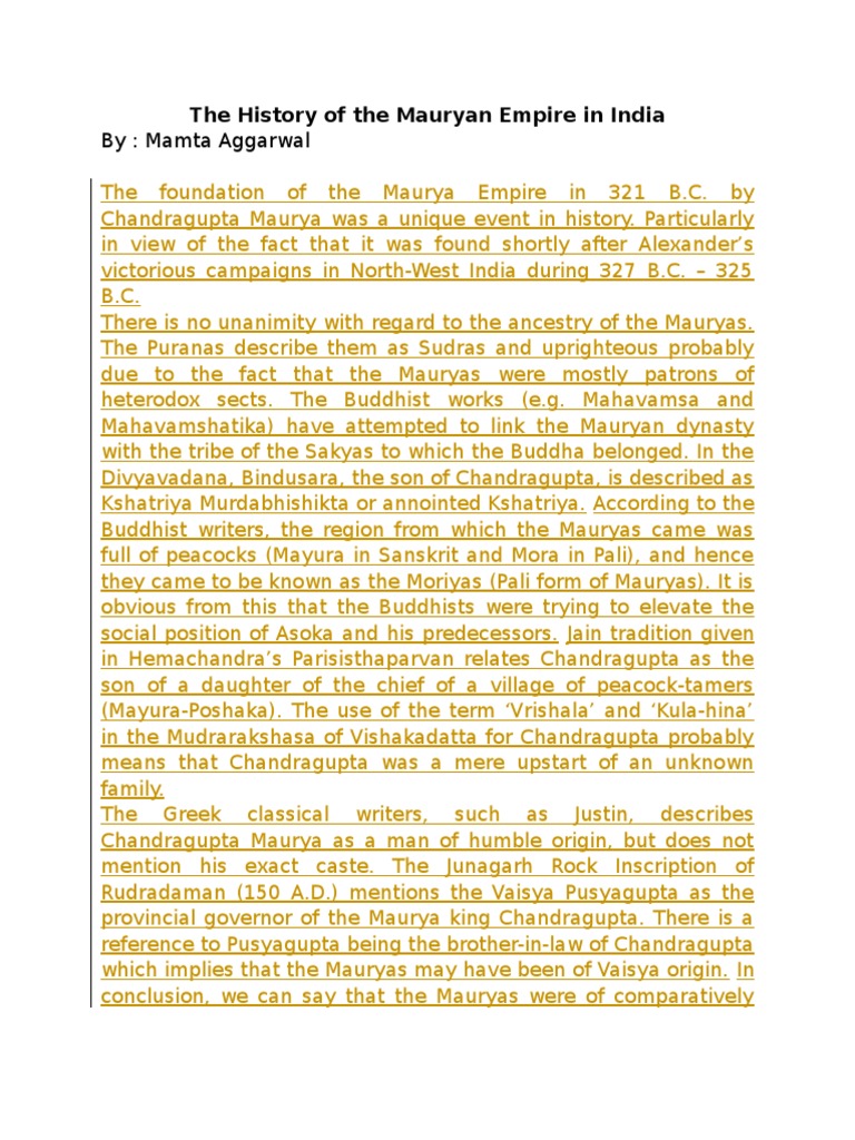 The History of The Mauryan Empire in India | PDF | Ashoka | Religion ...
