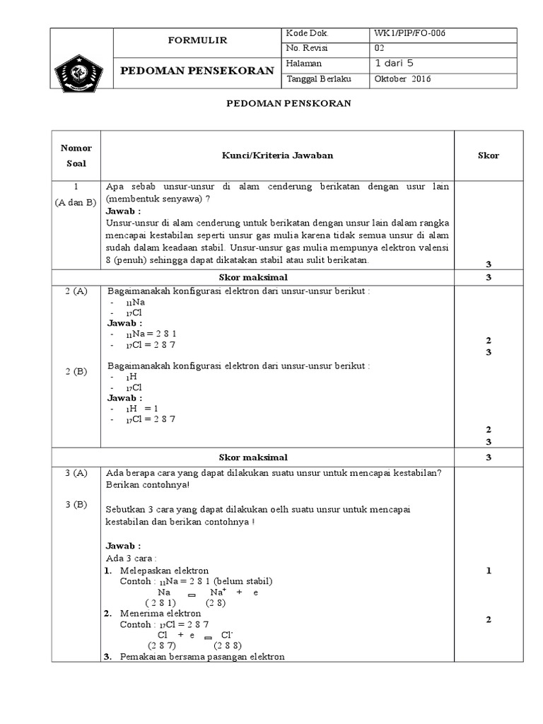 Pedoman Penskoran | PDF