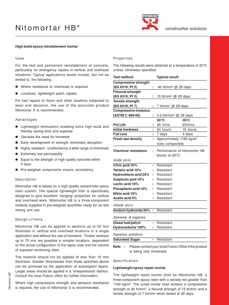 Nitomortar_HB.pdf | Epoxy | Acid