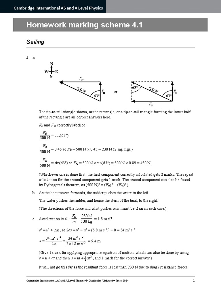 Homework Marking Scheme 4.1: Sailing | PDF | Teaching Methods & Materials