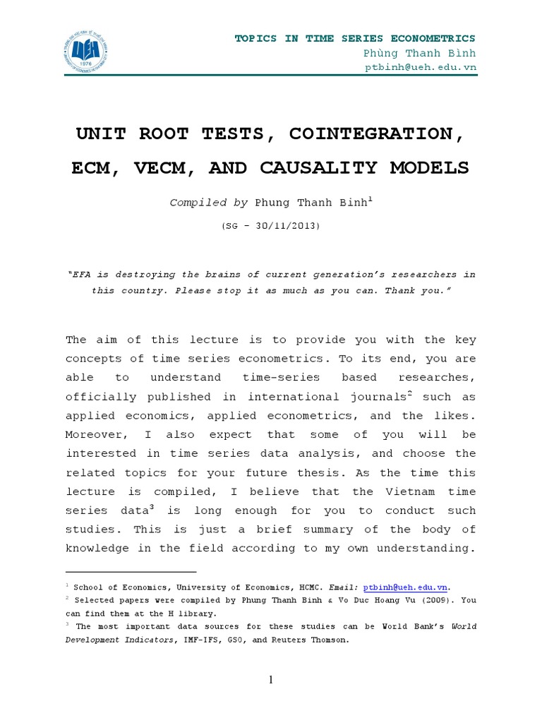 Topics In Time Series Econometrics Pdf Stationary Process Time Series