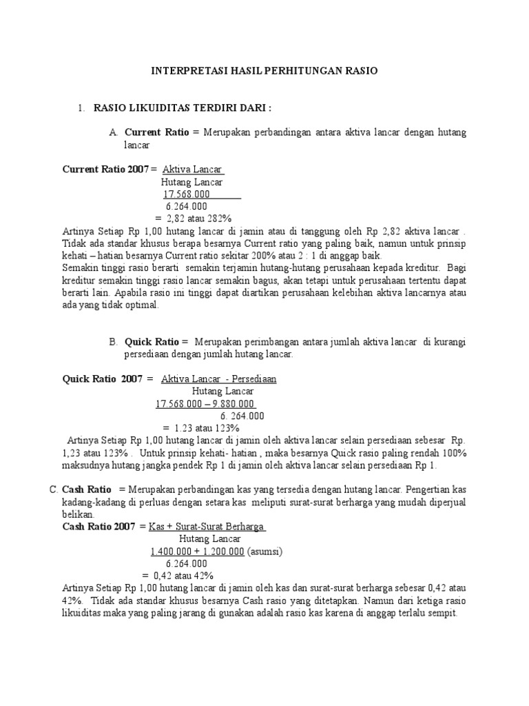 Interpretasi Hasil Perhitungan Rasio | PDF