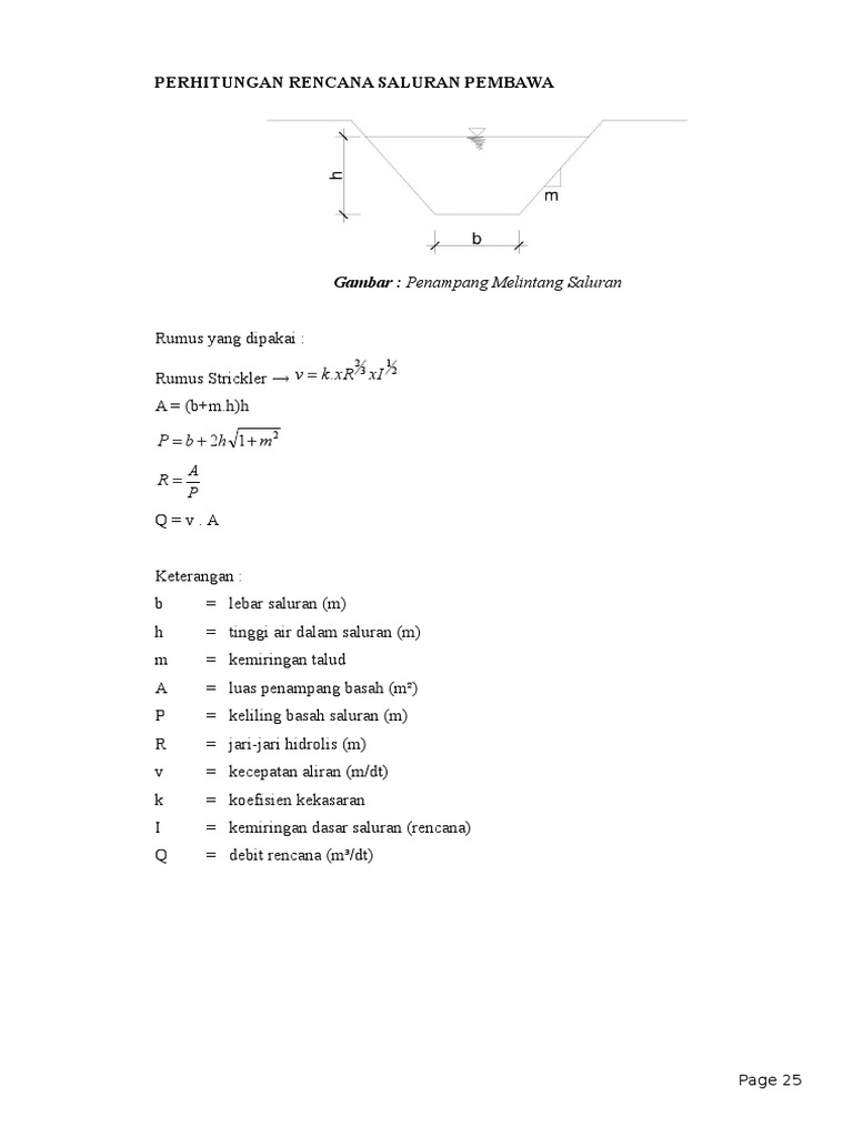 DIMENSI Saluran - RUMUS - PRINT | PDF