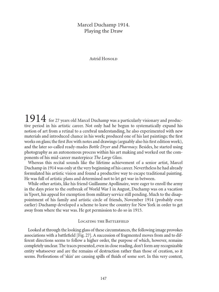 Marcel Duchamp 1914. Playing The Draw by Astrid Honold | PDF | Cubism ...