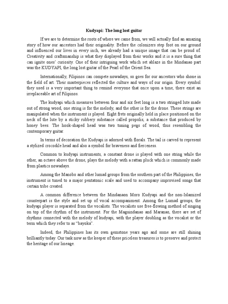 Kudyapi | PDF | Necked Lutes | Performing Arts