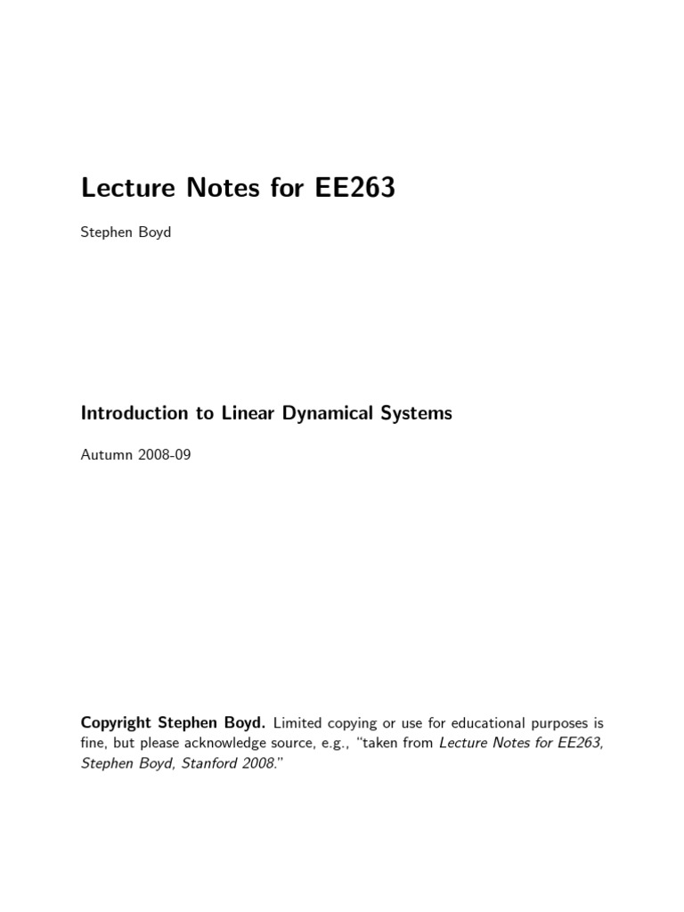 Linear Dynamical Systems - Course Reader | PDF | Linear Algebra | Basis ...