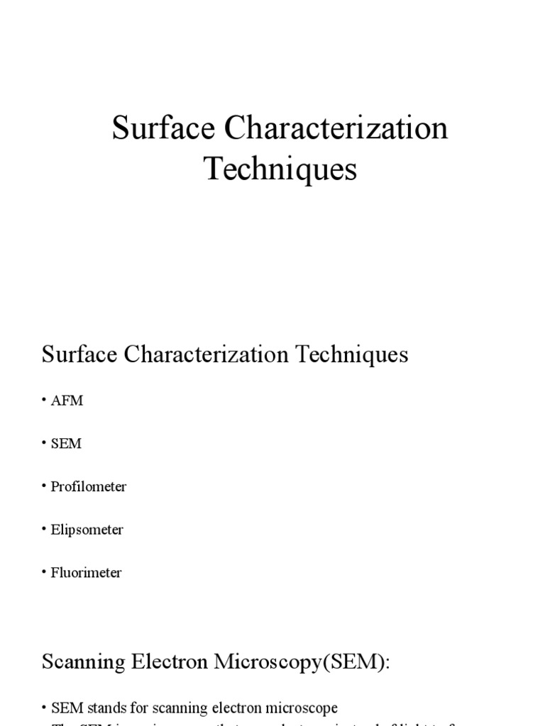 Surface Characterization Techniques | PDF | Scanning Electron ...