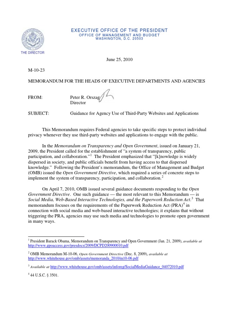 White House OMB Guidelines On Social Media | PDF