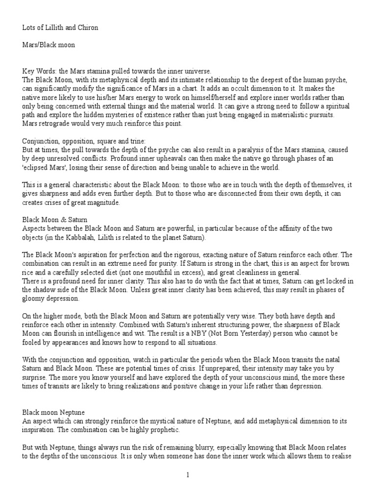 Astrology Lilith and Chiron Aspects Signs and Houses | PDF | Friendship ...