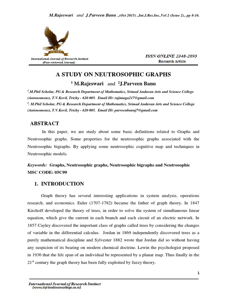 A Study On Neutrosophic Graphs | PDF | Graph Theory | Discrete Mathematics