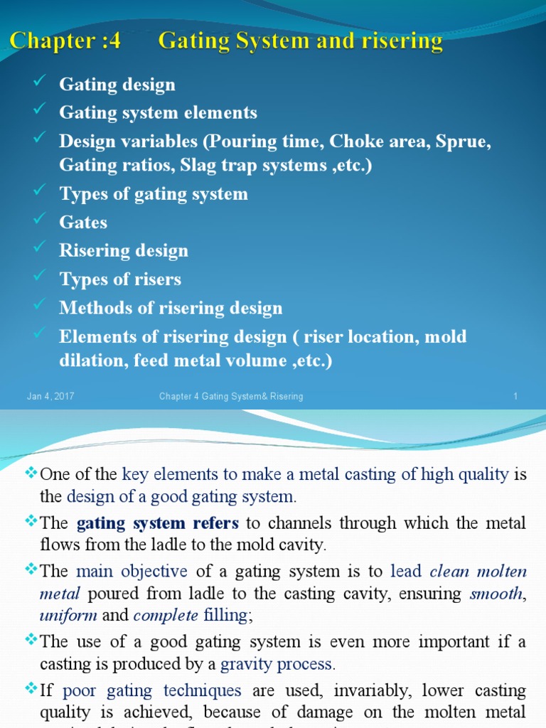 CH 4-Gating System and Risering | PDF | Casting (Metalworking ...